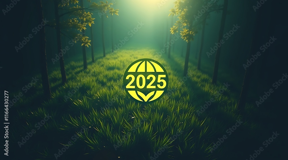 an aerial view of a lush green forest in 2025, a world map incorporated ...