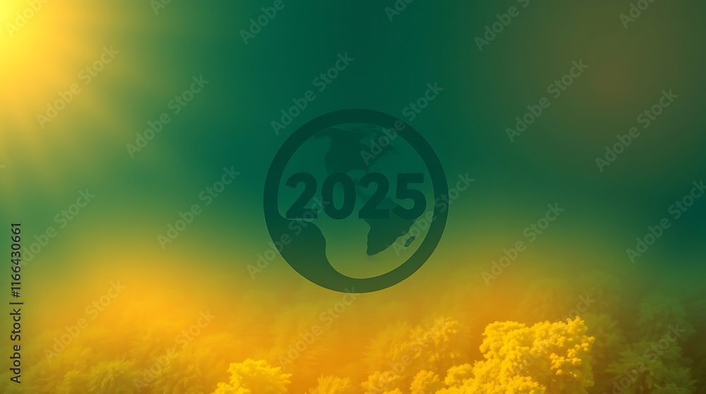 an aerial view of a lush green forest in 2025, a world map incorporated ...