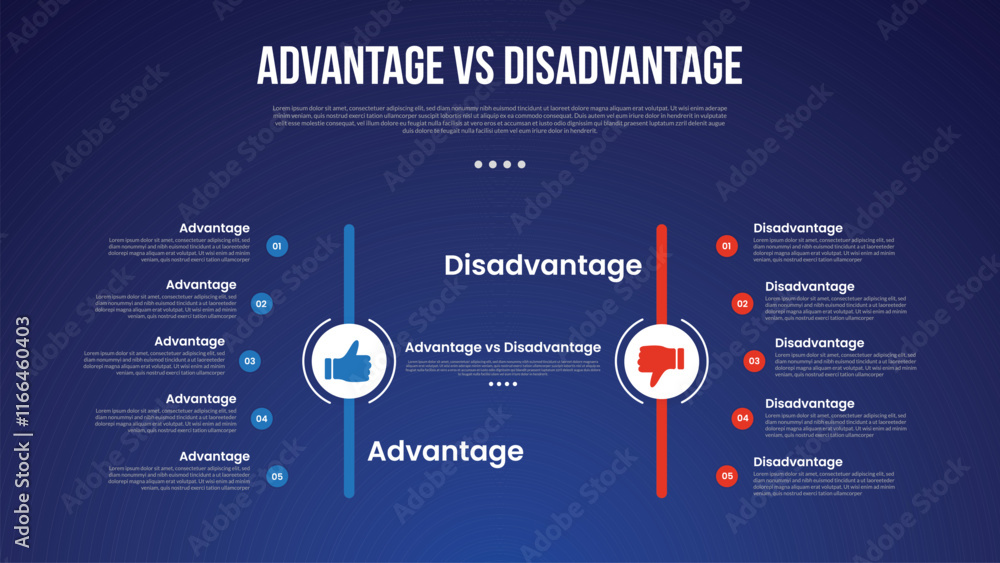 advantage vs disadvantage infographic for comparison data with circle ...