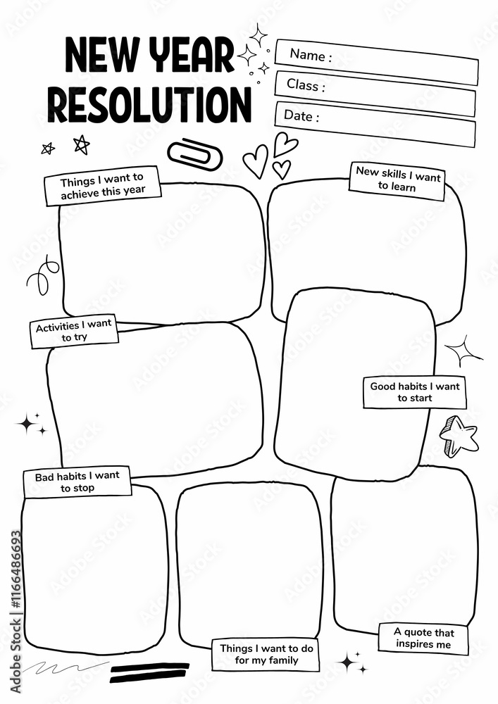 A printable New Year Resolution worksheet for kids and students ...