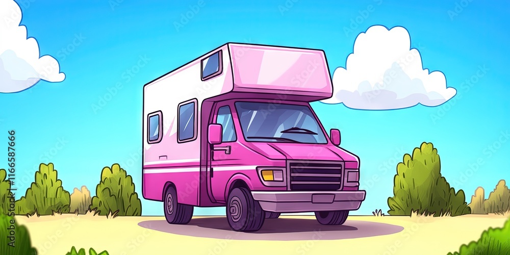 RV animated cartoon illustration Stock Illustration | Adobe Stock