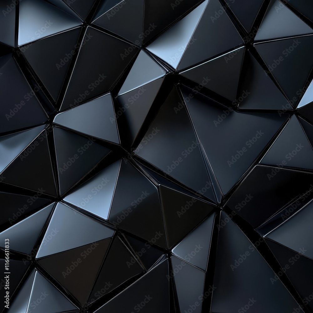 Dark 3d triangular wall design â abstract black background with ...