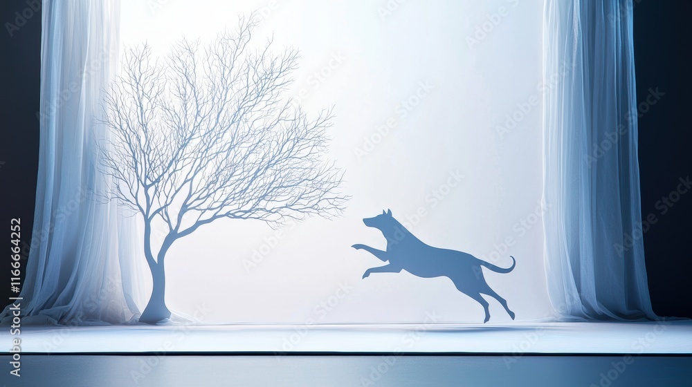 Shadow puppetry performance using hands to create animal shapes, with a ...