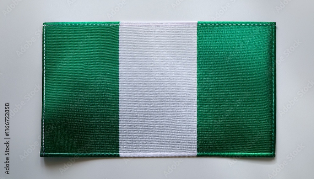 The green and white flag of Nigeria with a vertical tricolor design ...