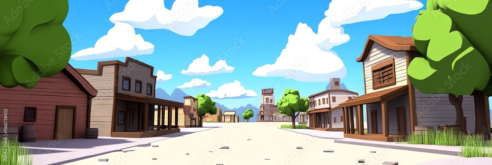 2D animation old western town - empty dirt road ready to add characters ...