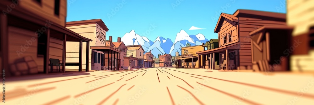 2D animation old western town - empty dirt road ready to add characters ...