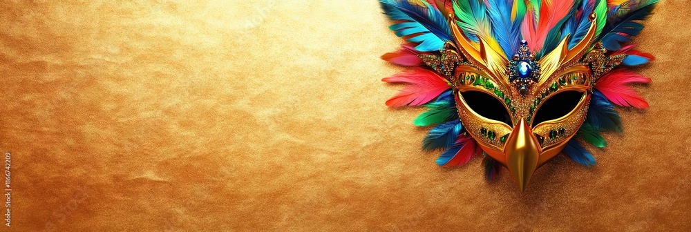 2d animated cartoon mardi gras, mask, feathers, beads, solid gold ...