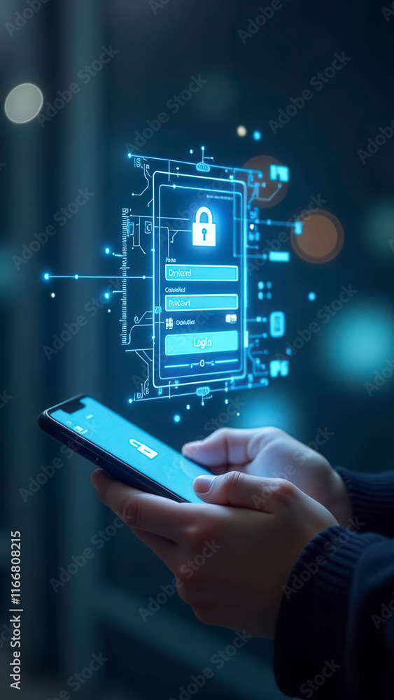 Programmer securing mobile app with innovative cybersecurity login ...