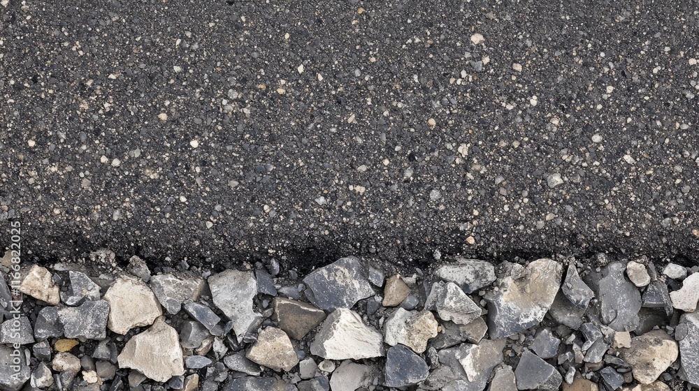 Cross section of asphalt road showing detailed texture and gravel base ...