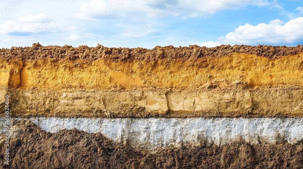 Vertical cross section of layered soil in construction illustrating ...