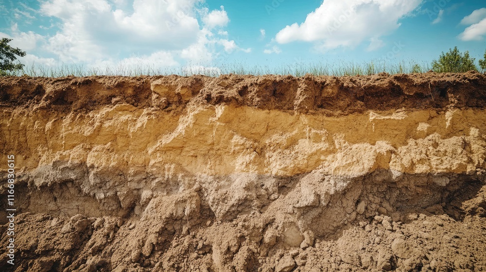 Foto de Stock Cross section of layered soil showcasing composition and ...