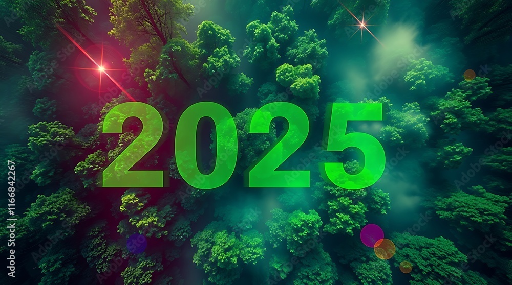 aerial view of green forest in 2025, a world map, bright green 2025 ...
