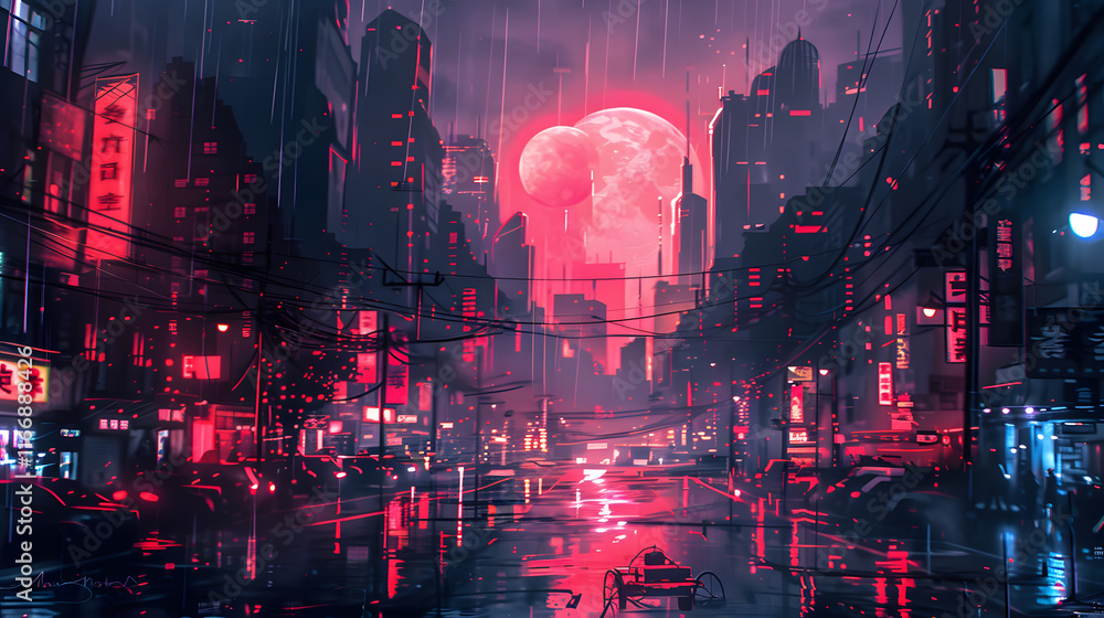 Cyberpunk streets illustration, futuristic city, dystopic artwork at night, 4k wallpaper ...