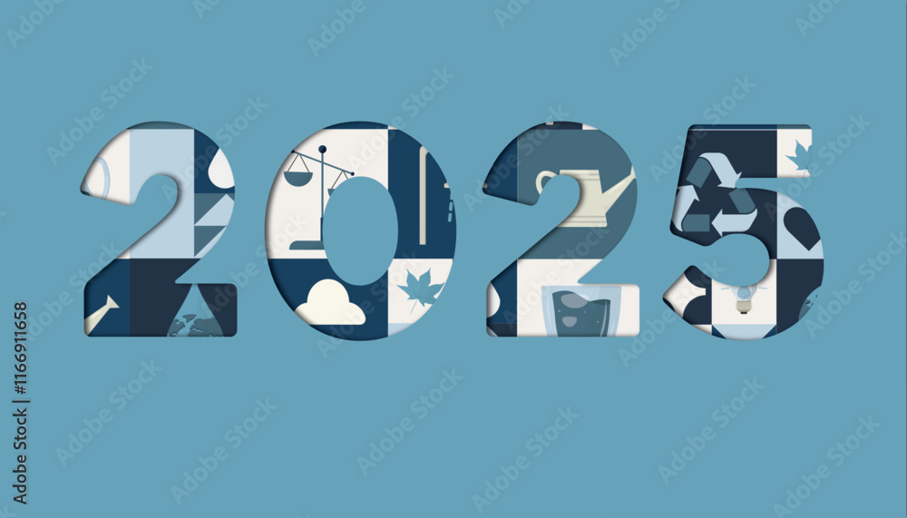 2025 Sustainability Icons in Modern Number Design. Environmental and ...