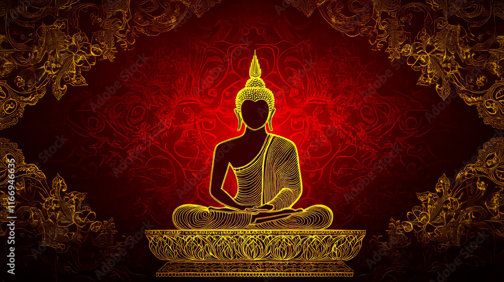 Ilustración de Stock Sacred oriental Thai symbols of Buddhism religion ...