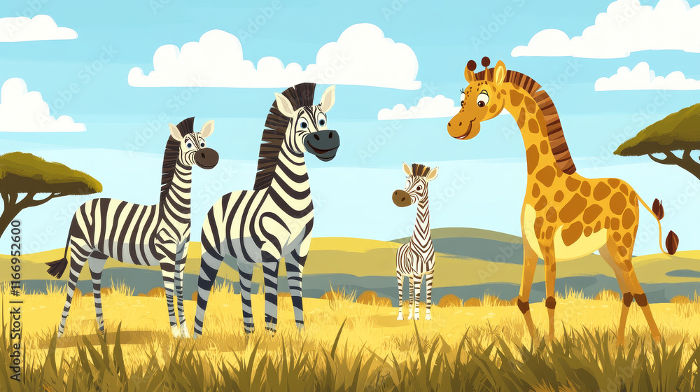 Lion, zebra and giraffe square animal faces. Math game worksheet ...