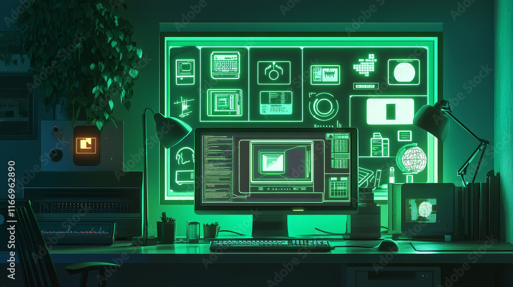 Y2k retro rave window browser stickers in vibrant neon green. Vector ...