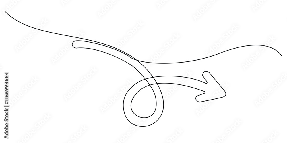 Image vectorielle Stock continuous line drawing of curved arrow line ...