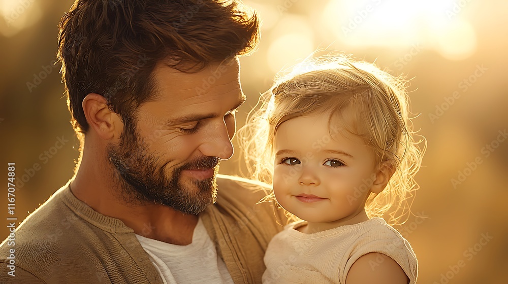 Emotional father baby portrait, sophisticated casual wear, modern ...