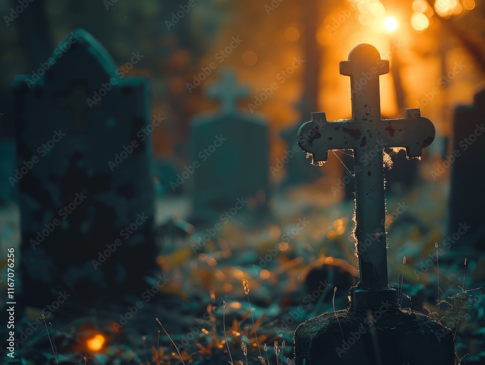 Emotional farewell sad burial ceremony at an old cemetery church in ...