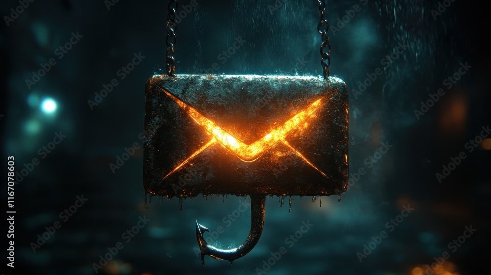 Phishing Hook Email Icon Tension Between Technology and Risks Stock ...
