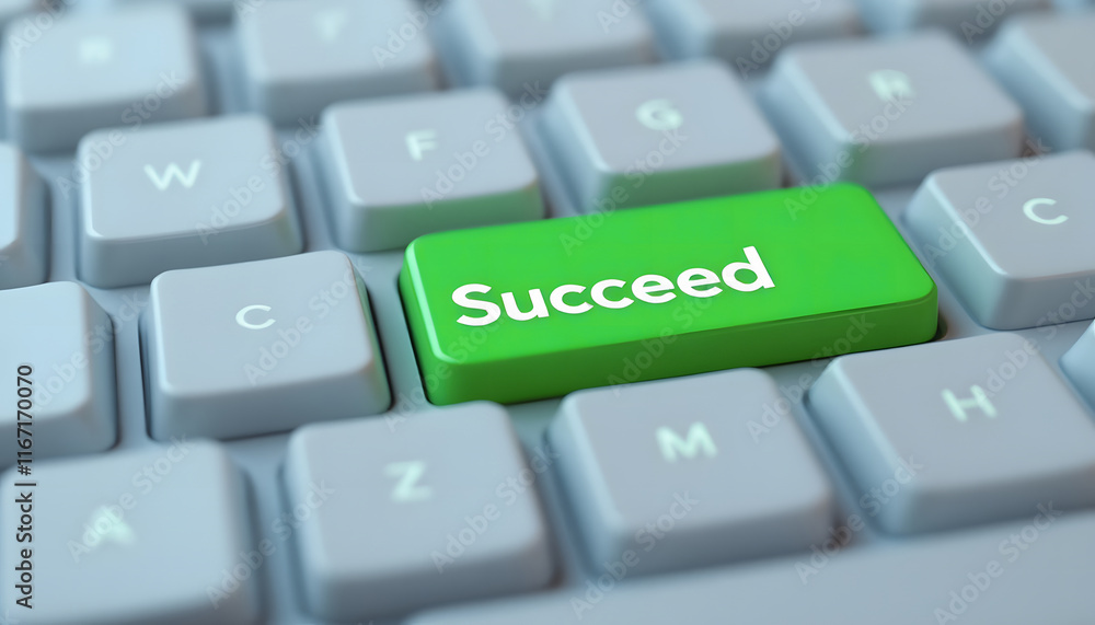 Succeed Key on Keyboard, Achievement, Success Concept, Green Succeed ...