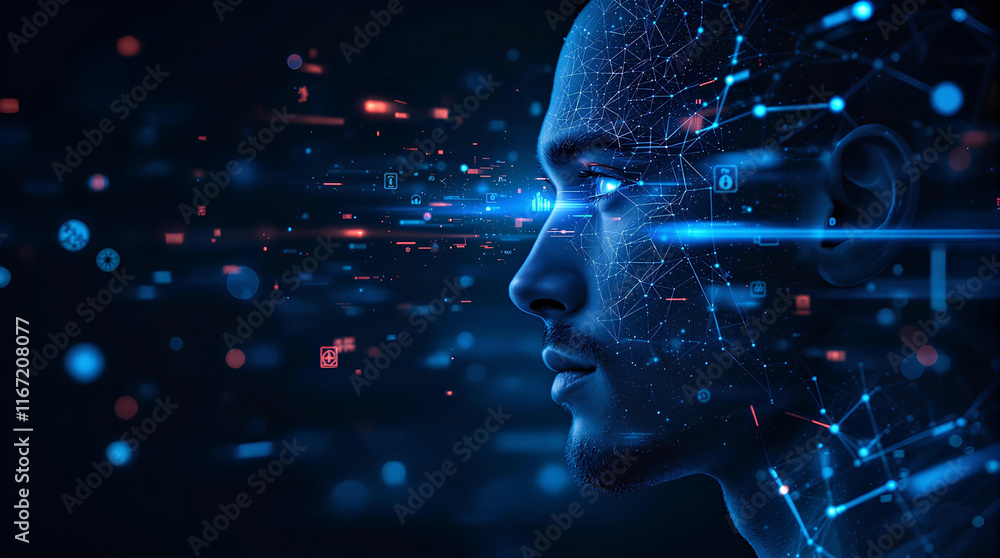 Artificial,3D mesh face,Artificial Intelligence Machine Learning ...