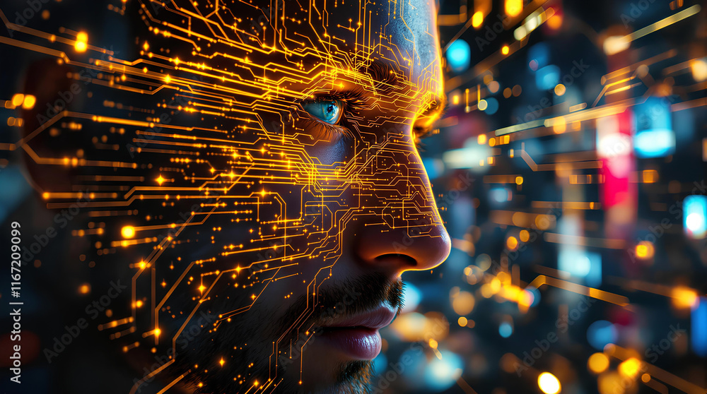 Artificial,3D mesh face,Artificial Intelligence Machine Learning ...