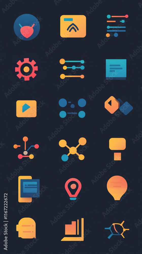 AI-generated minimalist icons for artificial intelligence applications ...