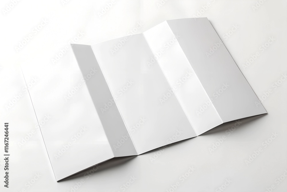 White A4 trifold paper brochure mockup, Blank tempelate, Leaflet ...