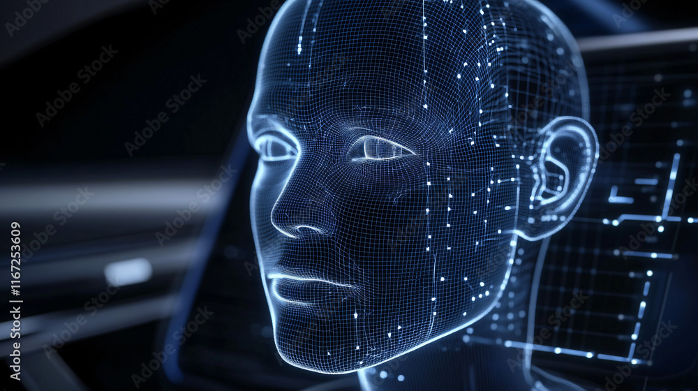 AI-powered facial recognition in automotive technology, enabling driver ...