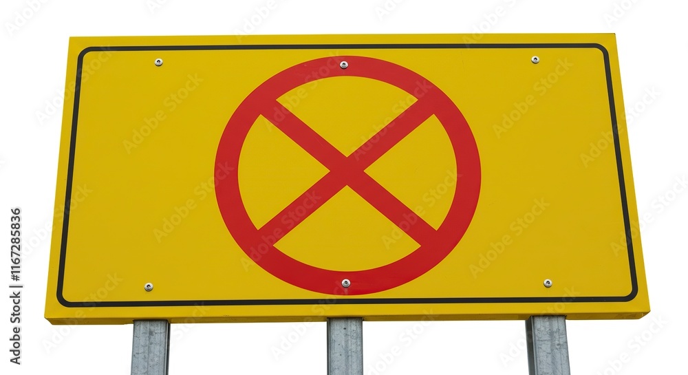 Prohibition Sign Yellow and Red No Stopping Zone Indicator Highly ...
