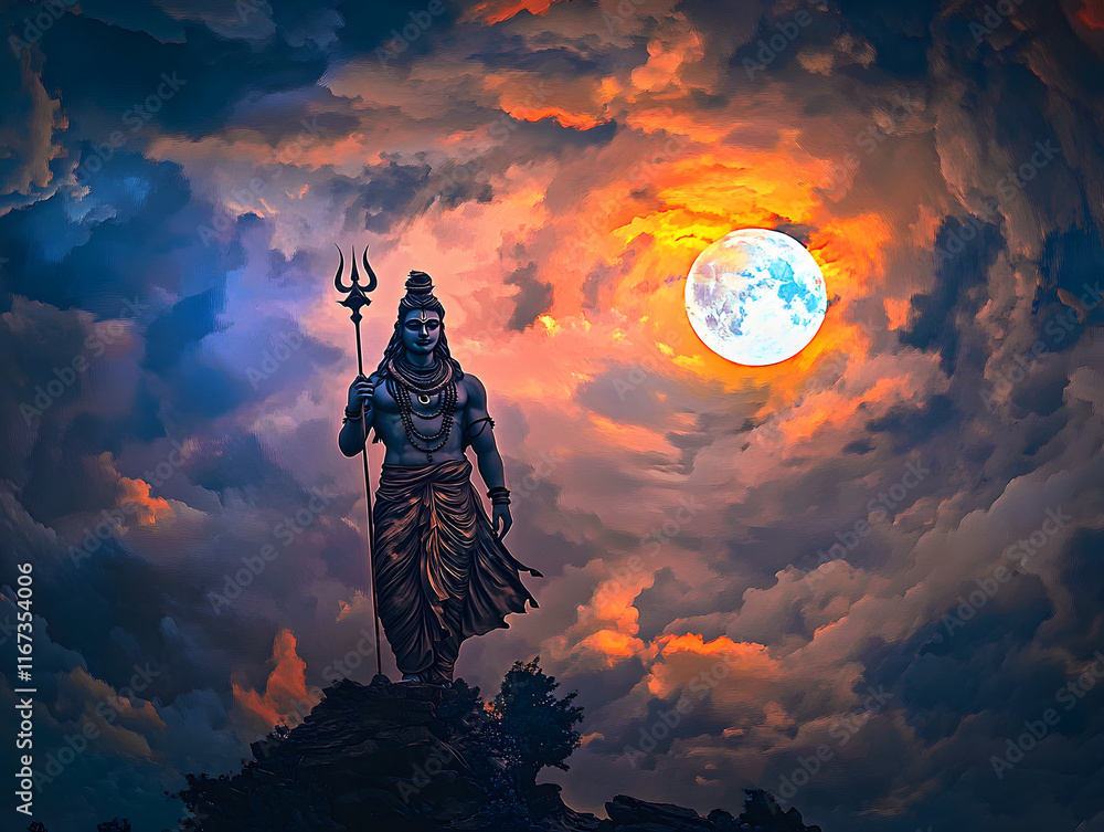Mahadev is the great god of destruction and creation. Dramatic sky with ...