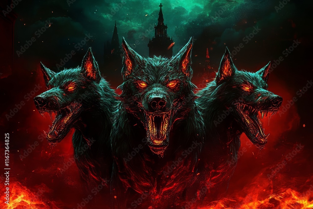 Cerberus, the three-headed dog of Greek mythology, serves as the ...