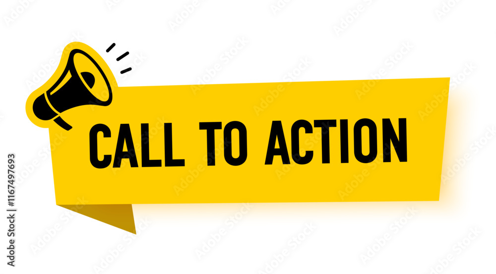 Megaphone with call to action speech bubble. Loudspeaker. Banner for ...