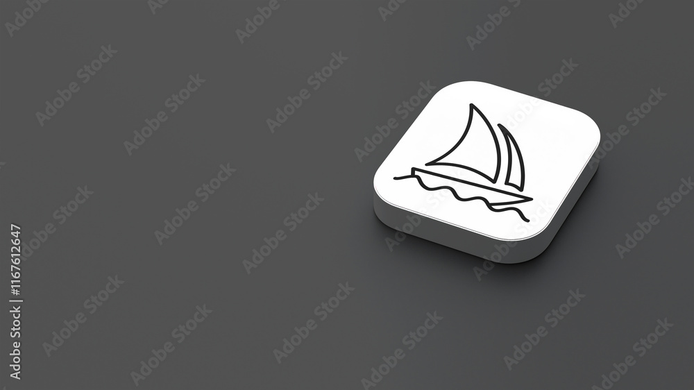 3D-rendered icon of the Midjourney app logo, featuring a sleek ...