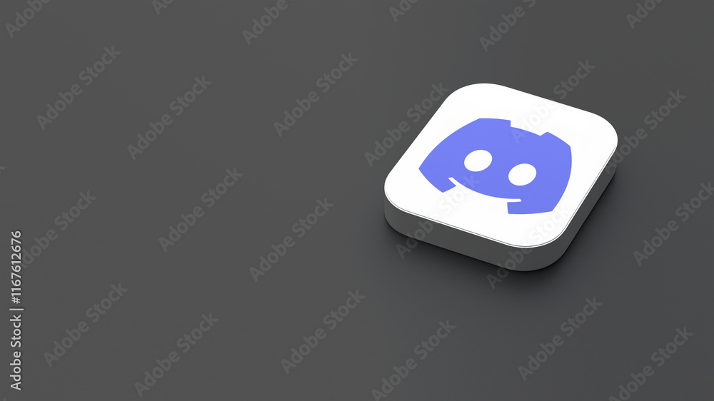 3D-rendered icon of the Discord app logo, featuring a sleek ...