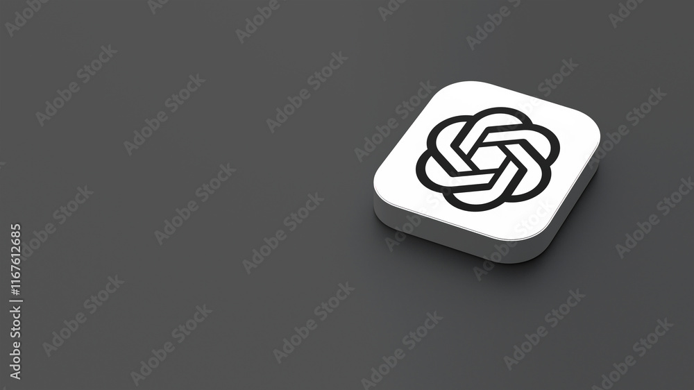 3D-rendered icon of the ChatGPT app logo, featuring a sleek ...