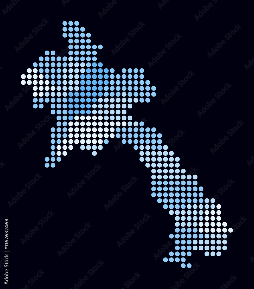 Laos dotted map. Digital style map of the country on dark background ...