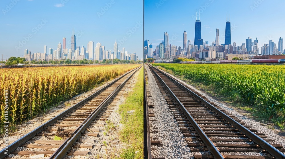 Urban landscape transformation before and after chicago photography ...
