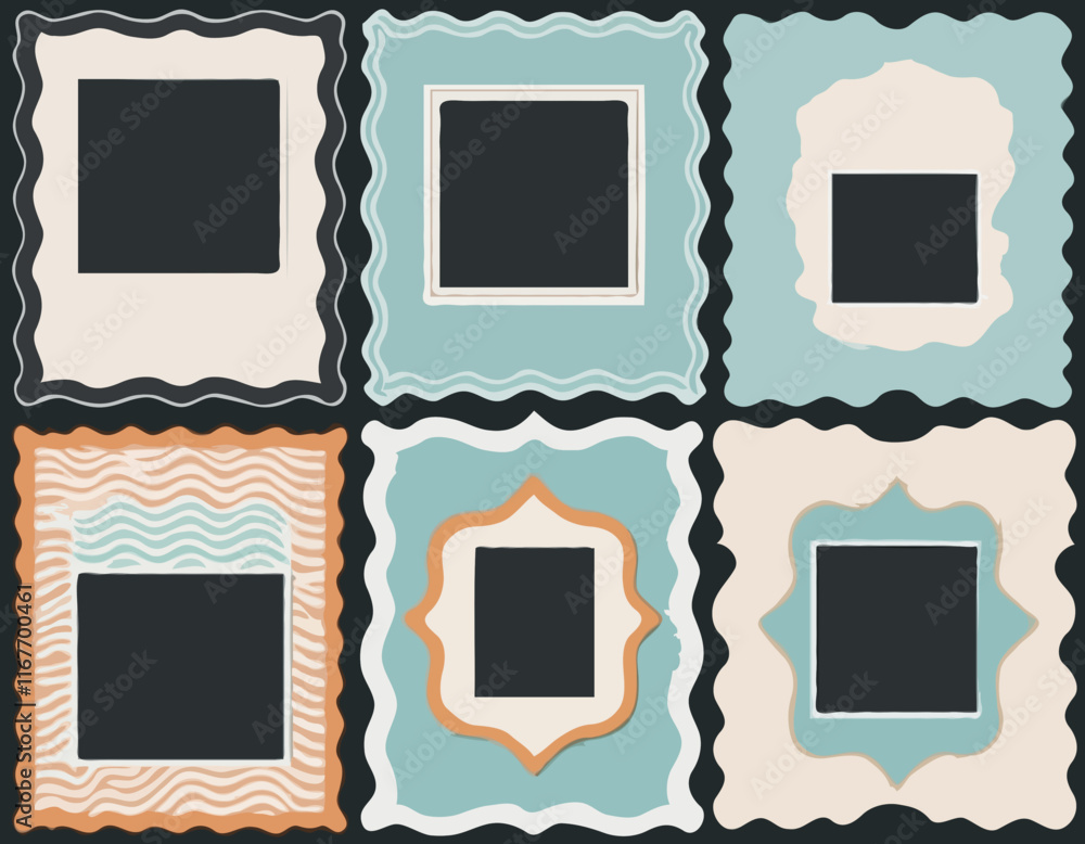 Vector de Stock Set of Frames with Corrugated Edges. Simple Labels with ...