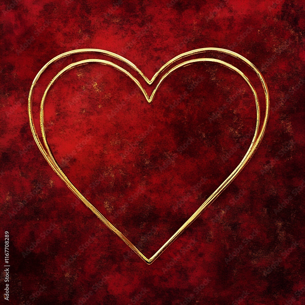 Elegant Golden Heart Outline Red Velvet Stock Photo | Adobe Stock