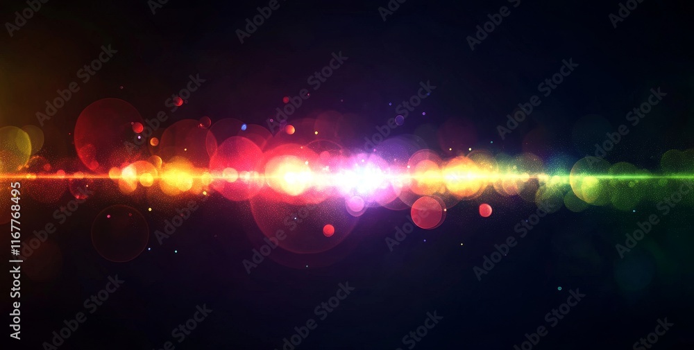 Stock-Foto „Lens flare effect set against a black background. Abstract ...