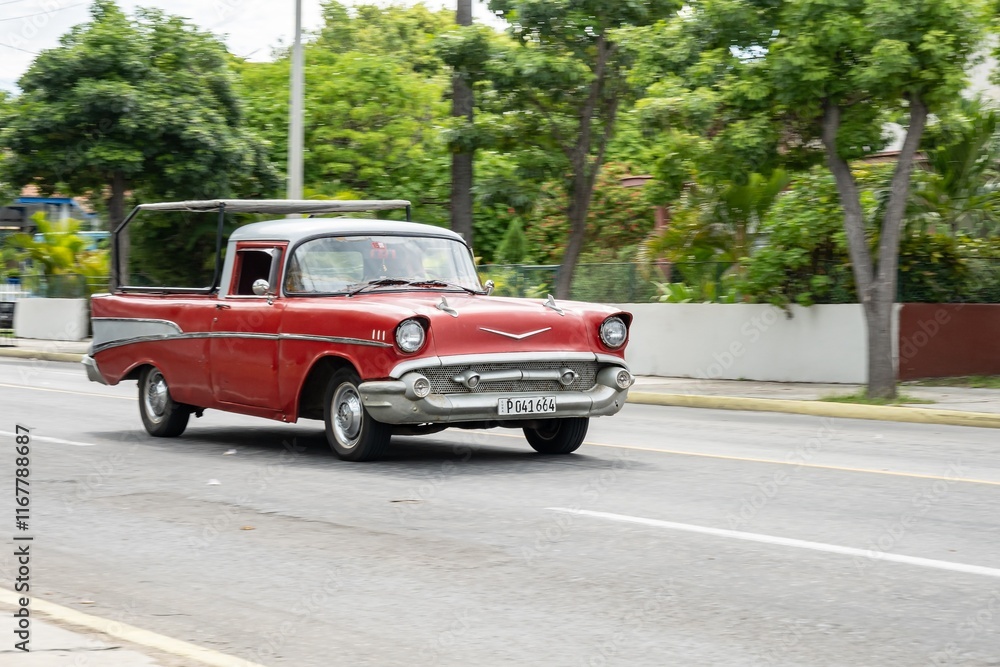 Chevrolet Bel Air 1957 pickup vintage car in streets of Varadero, Cuba ...