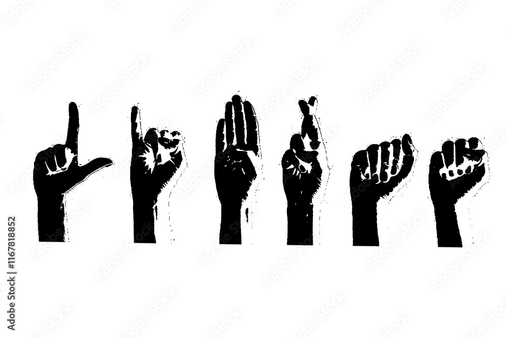 hand signs alphabet in pounds poses gestures hand signs sign language image vector Stock ...
