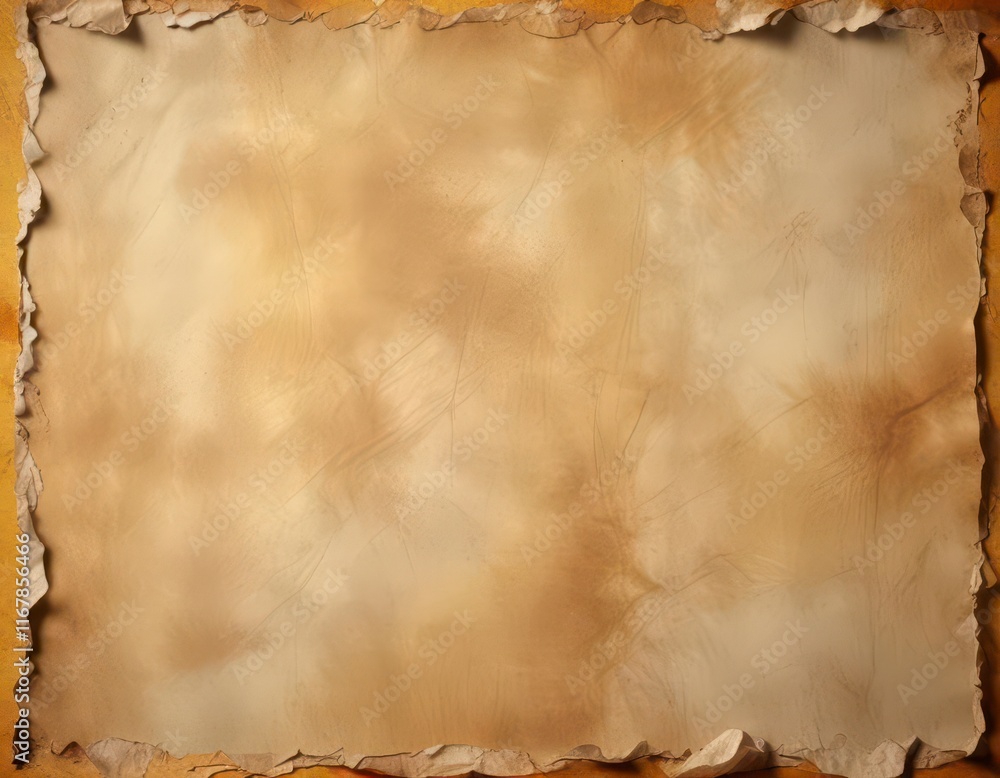 Distressed yellowed paper texture with worn edges and faint creases ...