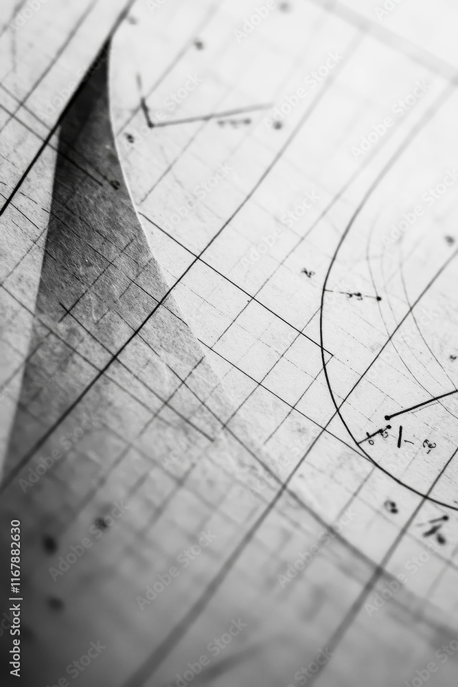 Black and white gridded paper, curves, markings. Stock Illustration ...
