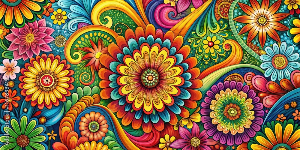 70s retro floral swirls: a psychedelic, generative AI art wallpaper of ...
