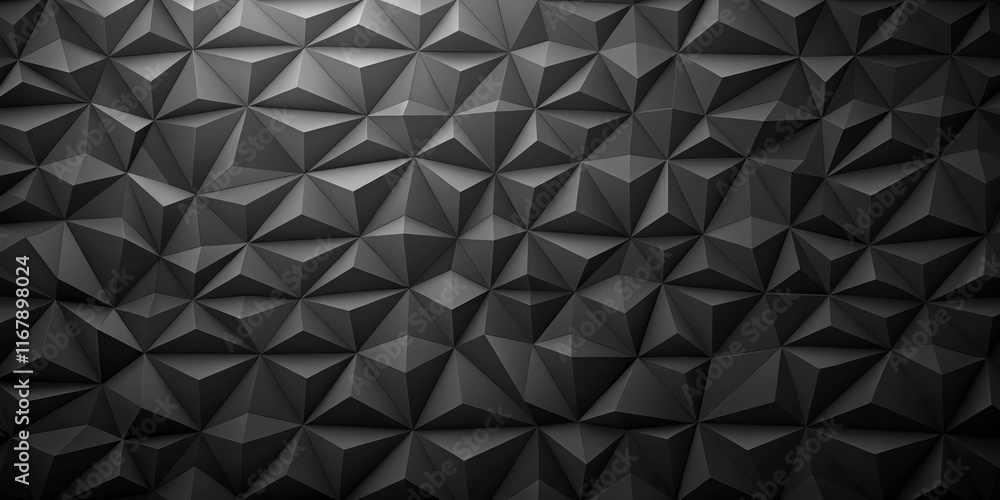 Black abstract background with parametric low poly triangle design for presentation template ...