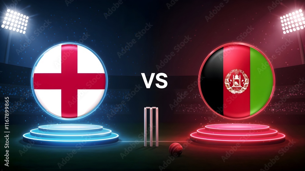 Afghanistan Vs England cricket rivalry showcased with 3D flag shields ...